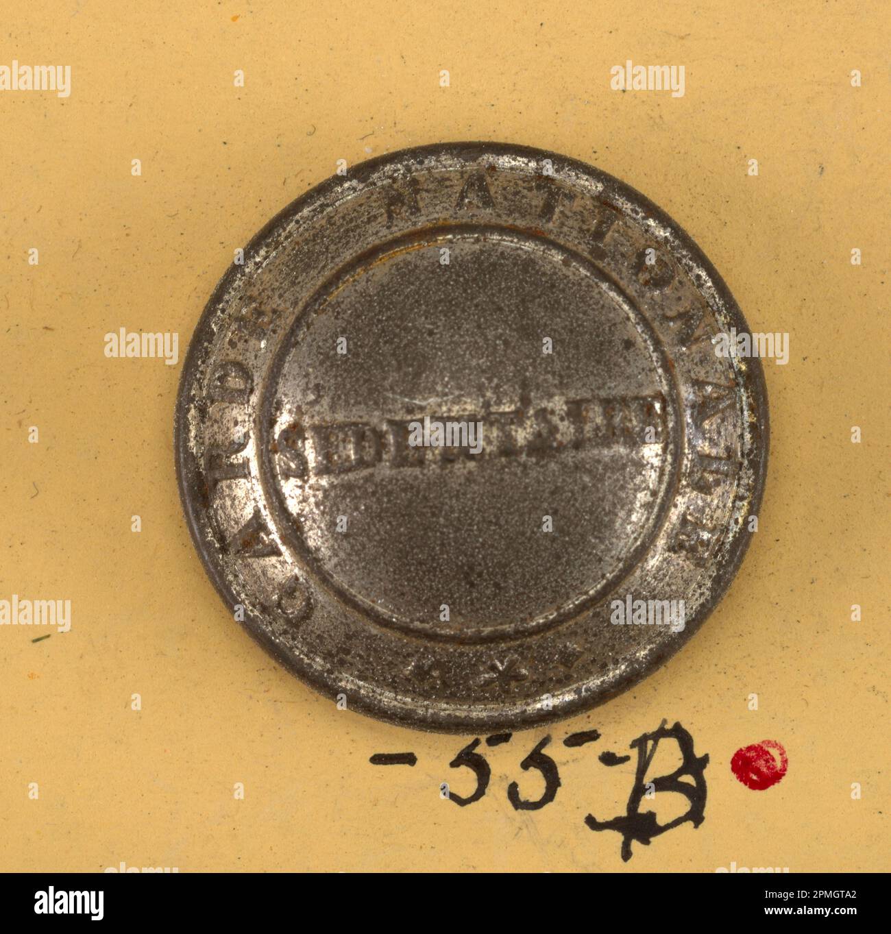 Button (France); tin plated sheet iron (?), brass shank Stock Photo - Alamy