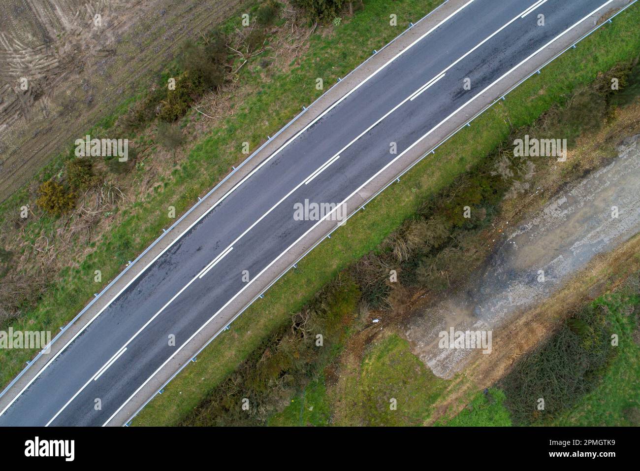aerial view of the curve of a road, Spain Stock Photo - Alamy