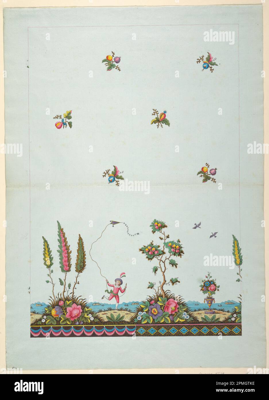 Drawing, Design for a Block-printed Cotton Handkerchief; Switzerland ...