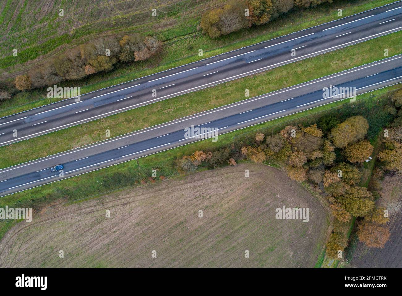 drone aerial photo of a highway Stock Photo - Alamy