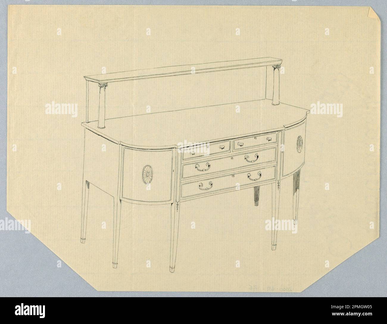 Drawing, Design for Sideboard with Upper Shelf; Designed by A.N ...