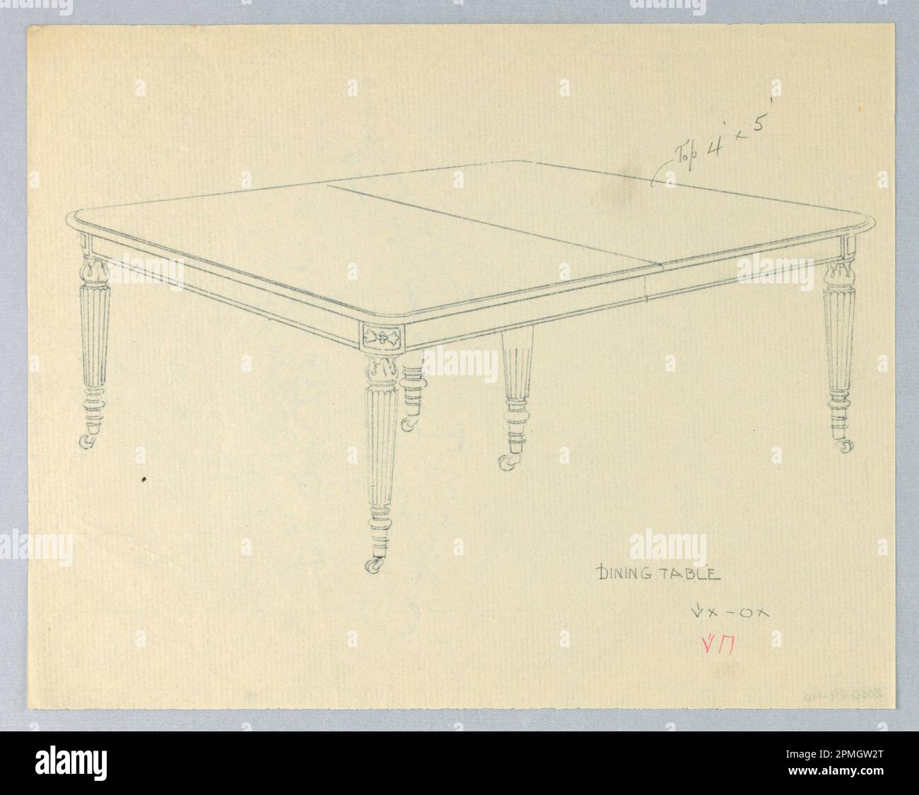 Drawing, Design for a Six-Legged Adjustable Rectangular Dining Table ...
