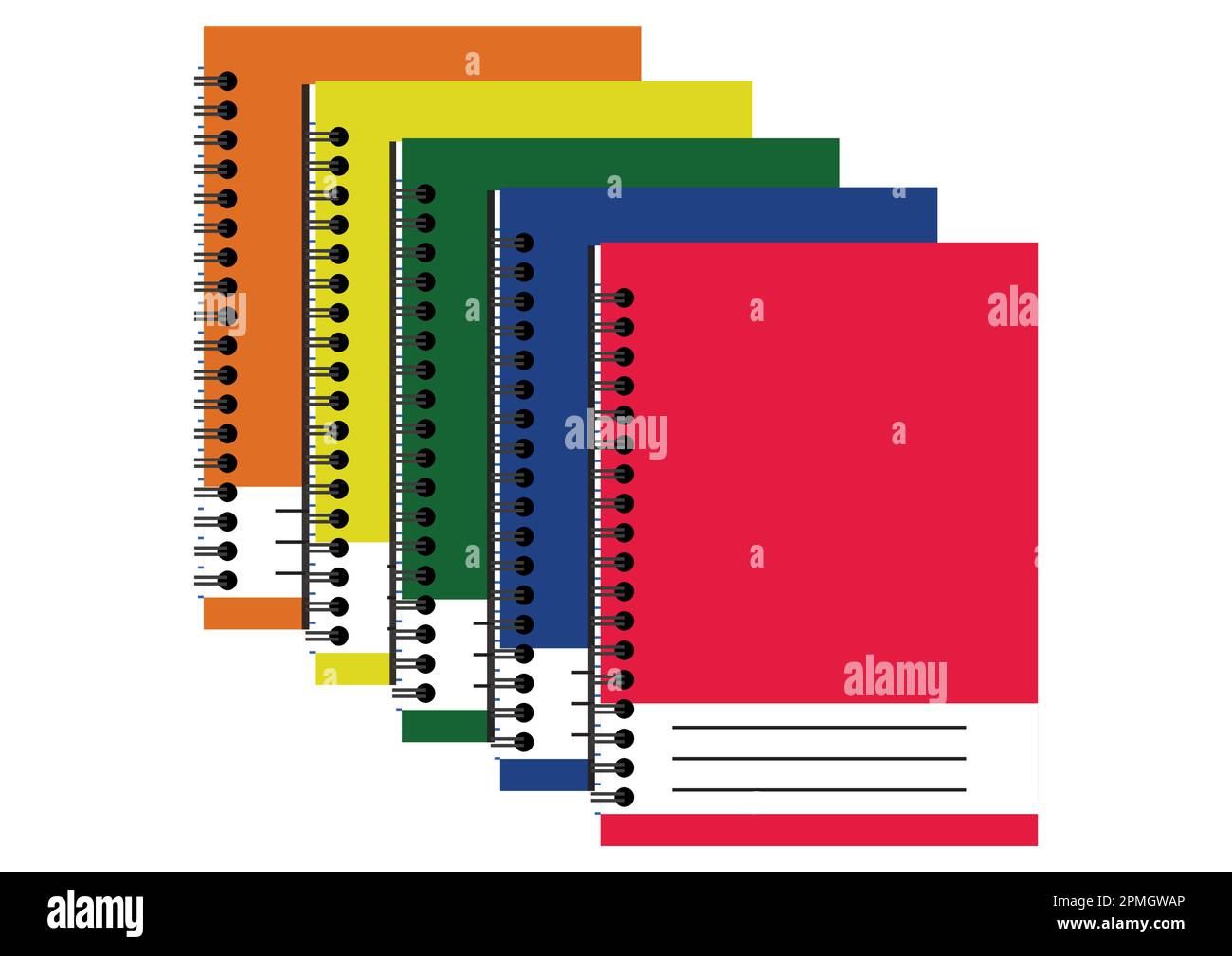 Vector Illustration of Different colors of Notebooks. School Notebooks ...