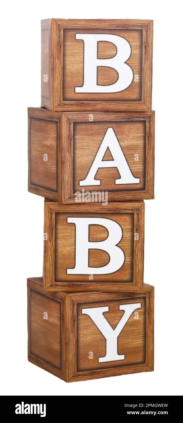 Baby Text Word Wooden Wood Blocks Stock Vector Image & Art - Alamy