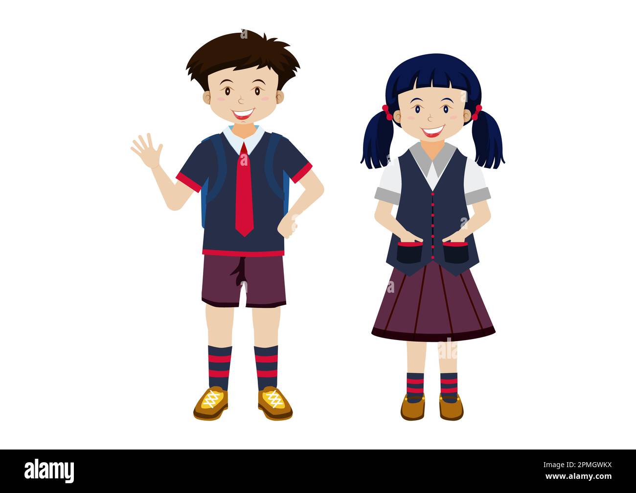 Boy And Girl In School Uniform Cartoon Vector at Andrew Webber blog