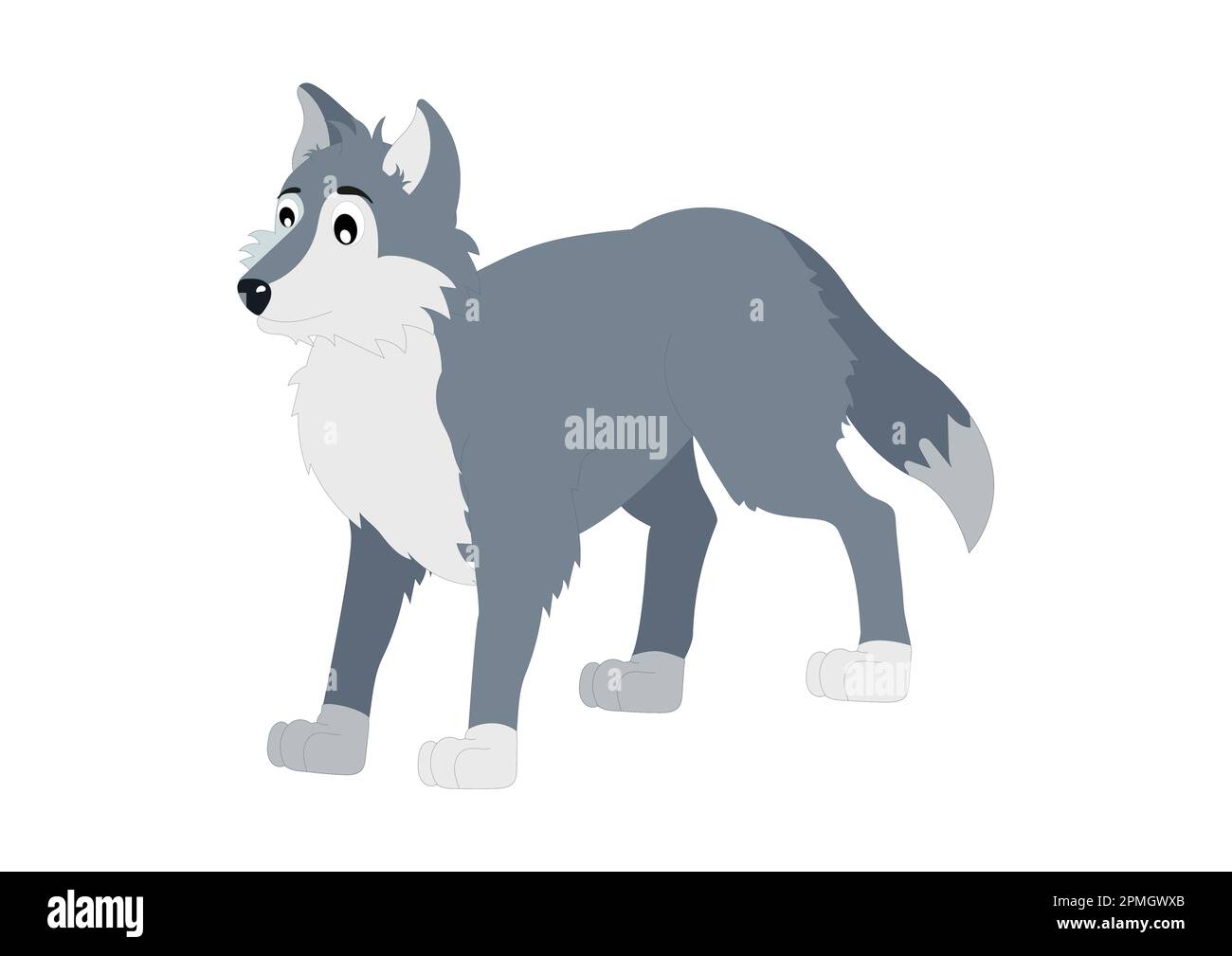 Wolf Cartoon Character Vector On White Background Stock Vector Image ...