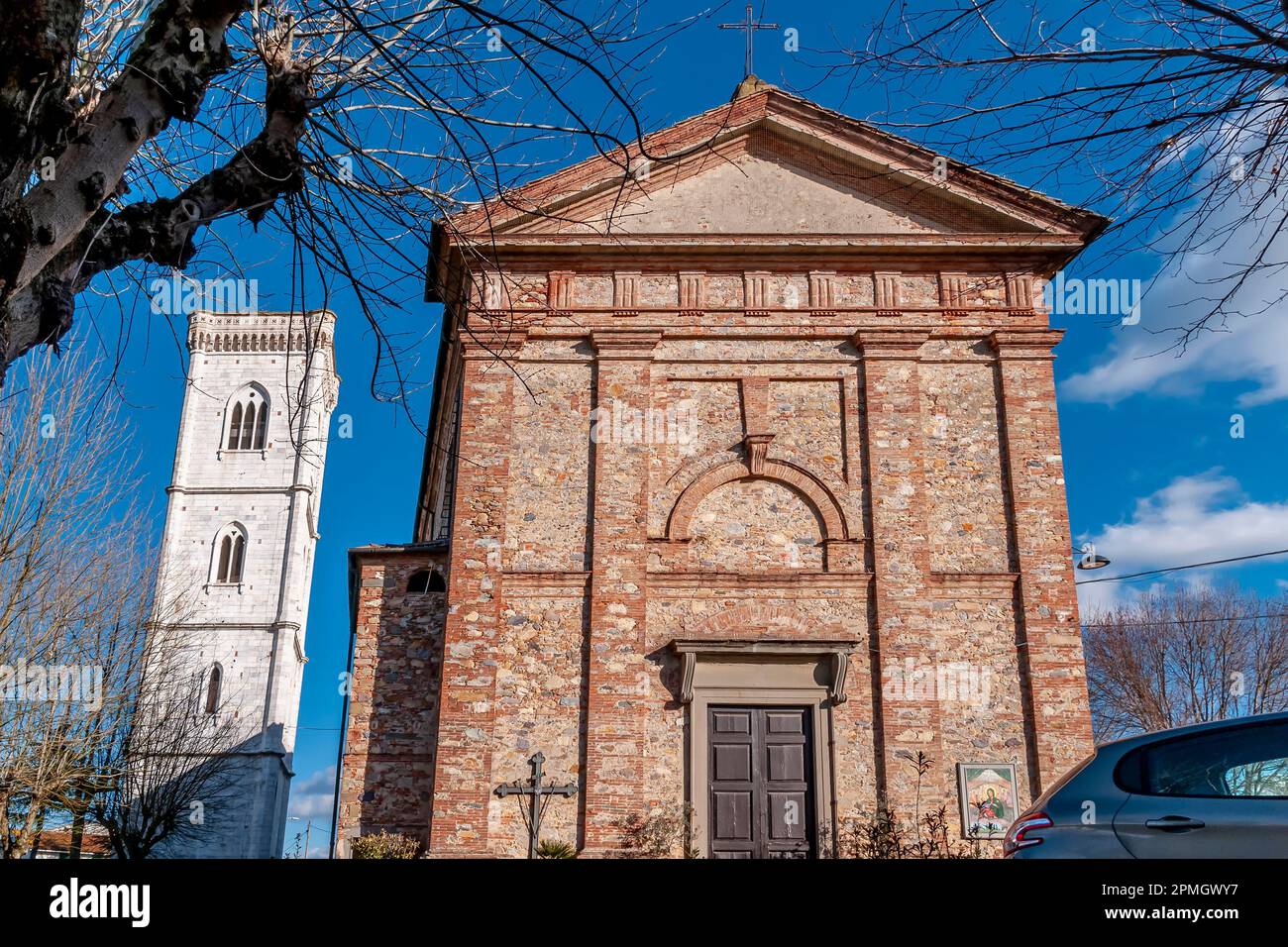 Parish church of San Lorenzo Martire in Orentano, Pisa, Italy Stock ...