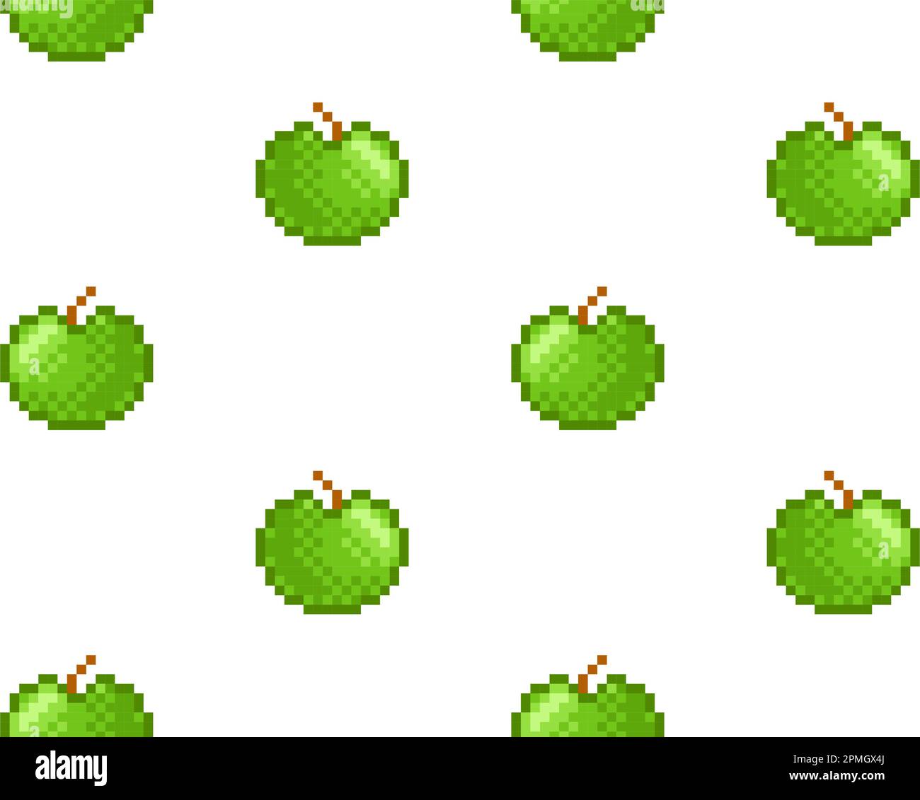 Pixel green apple seamless pattern. 8 bit apple fruit texture cartoon ...
