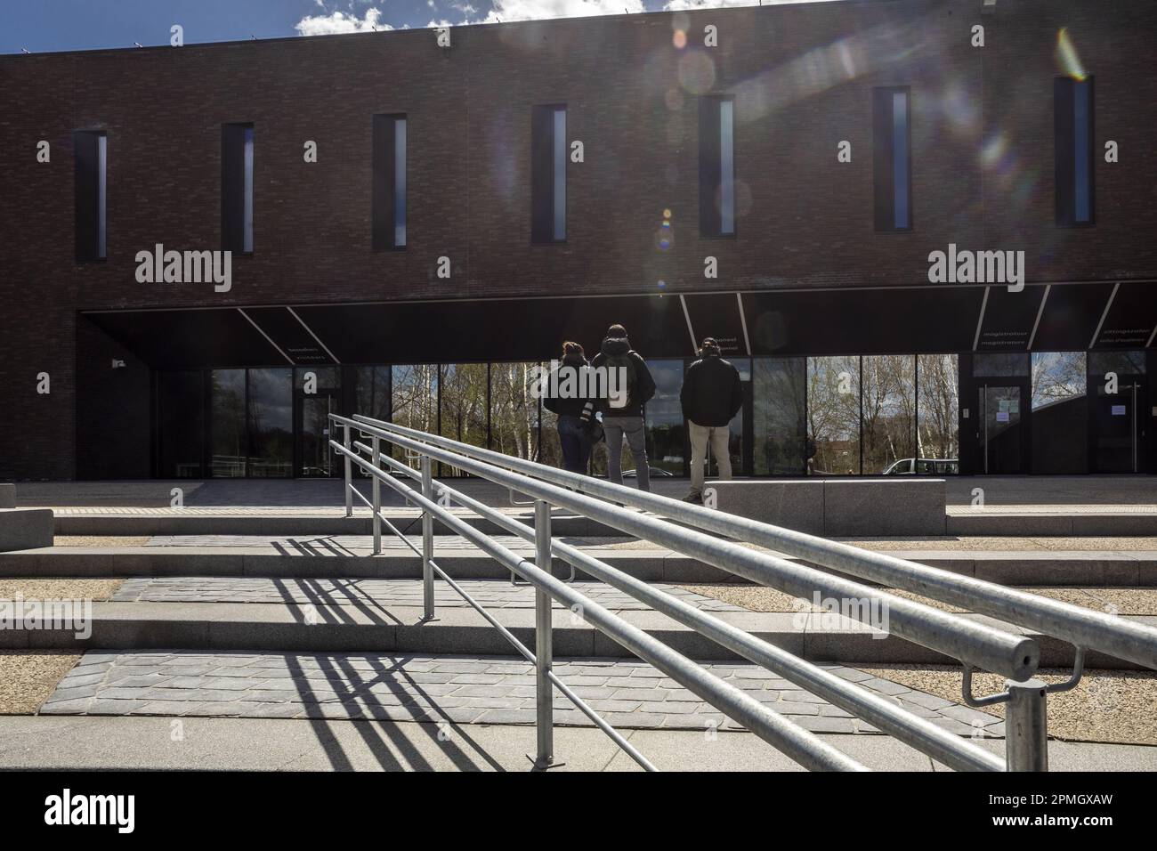 Illustration picture shows press waiting outside the new Haren Prison ...