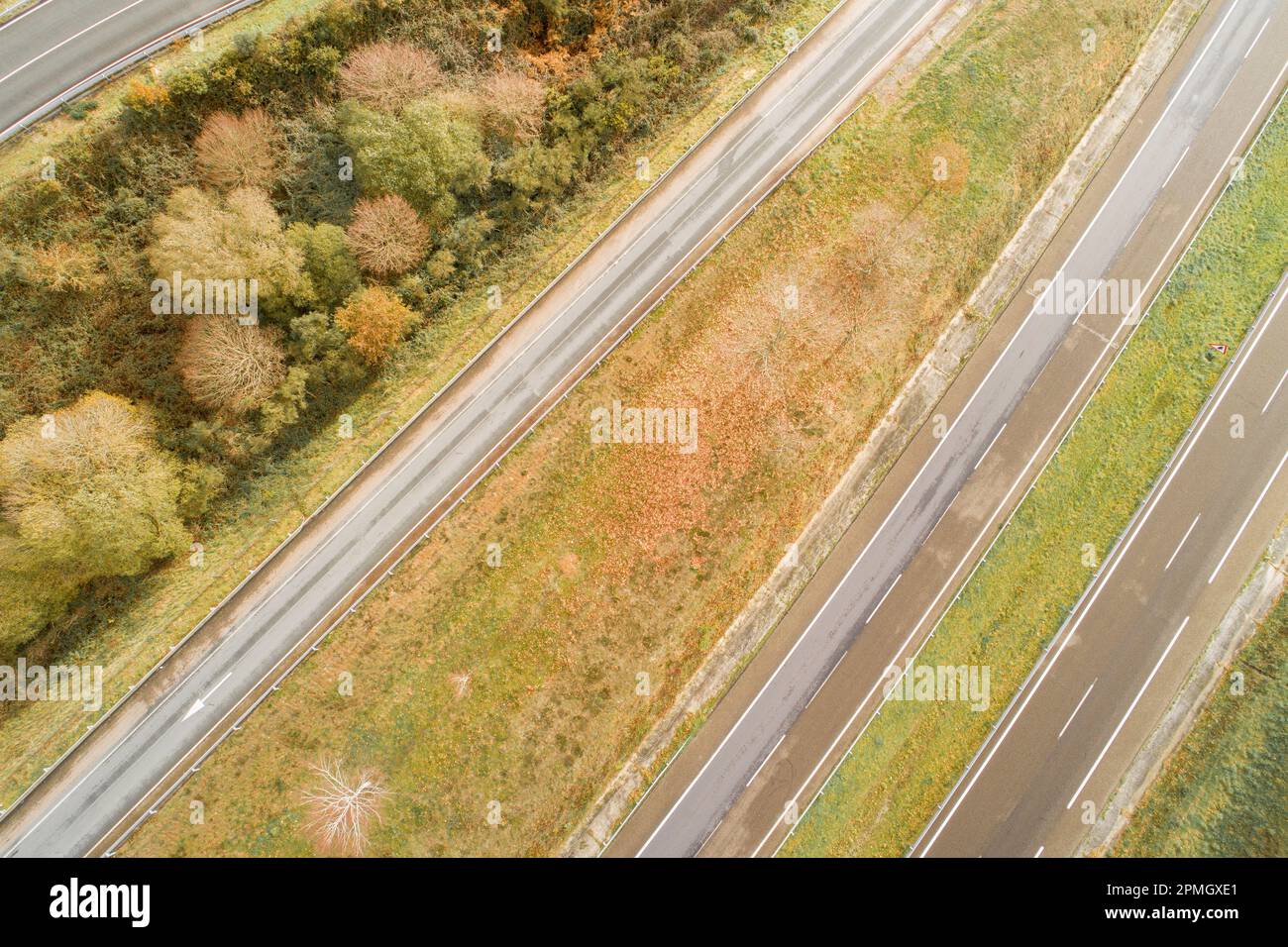 drone aerial view of the access roads and a freeway Stock Photo - Alamy