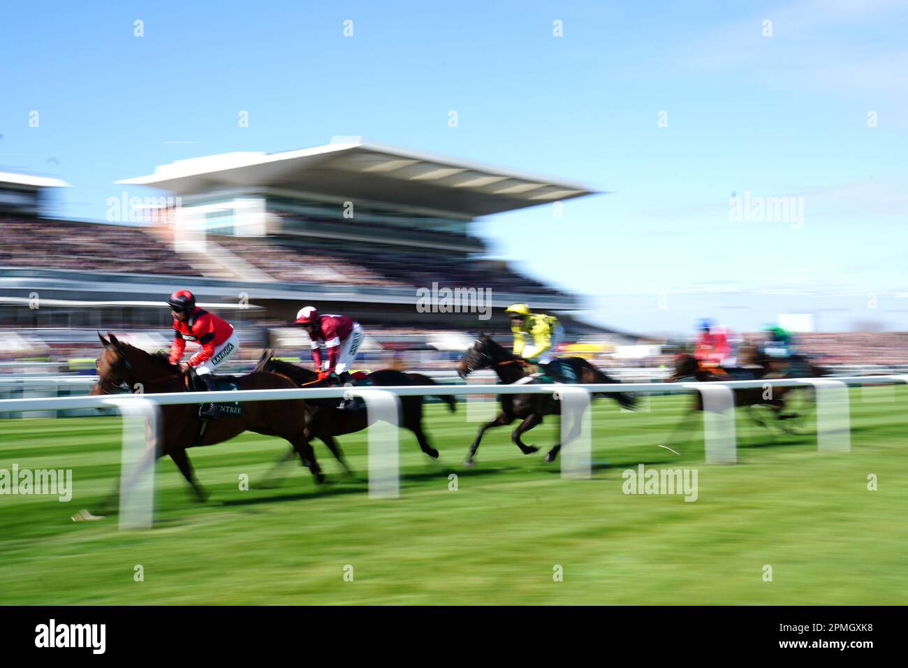Runners and riders in the Alder Hey Aintree Bowl Chase during day one ...