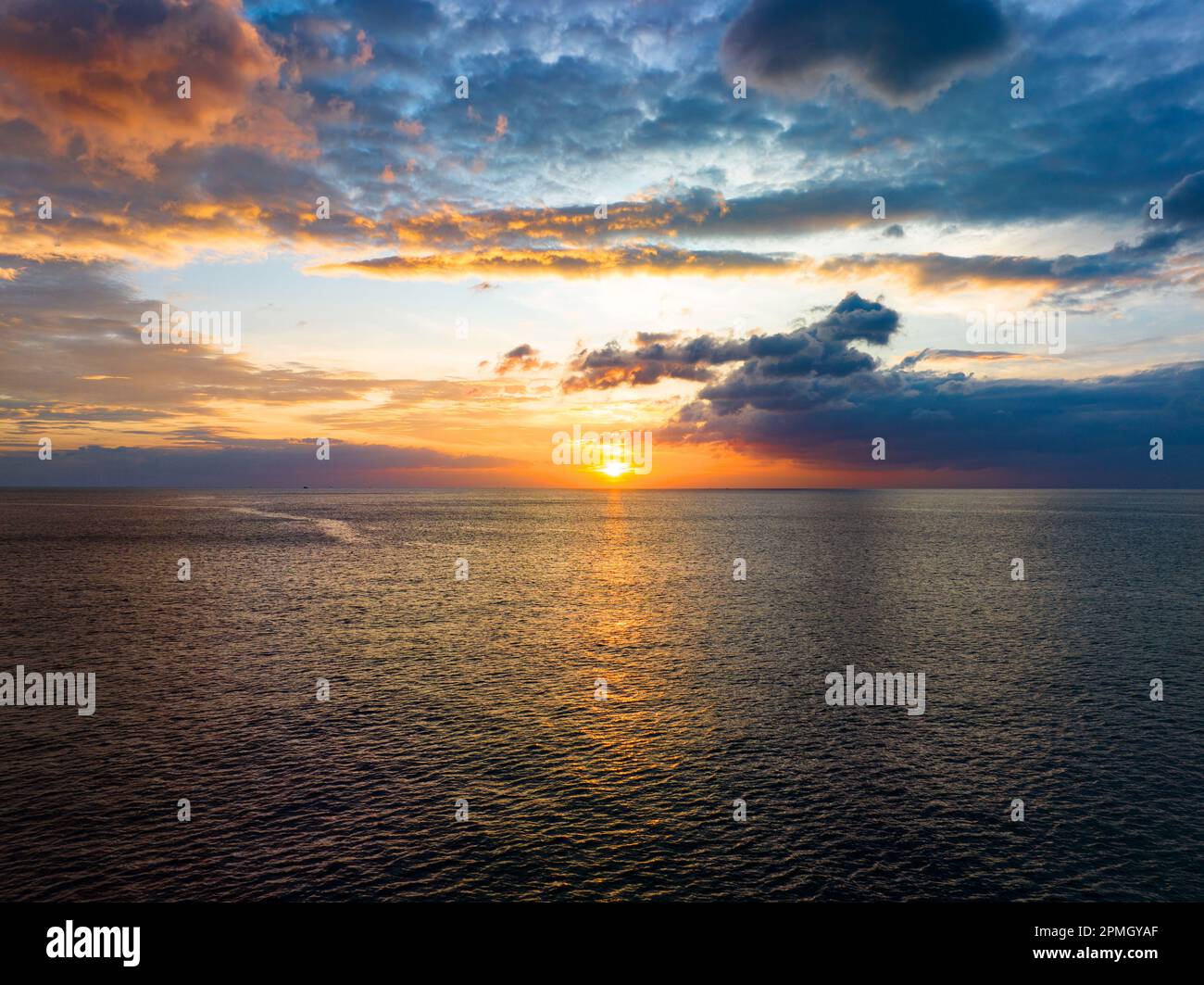Beautiful Sea in sunset or sunrise light sky over sea in summer season ...