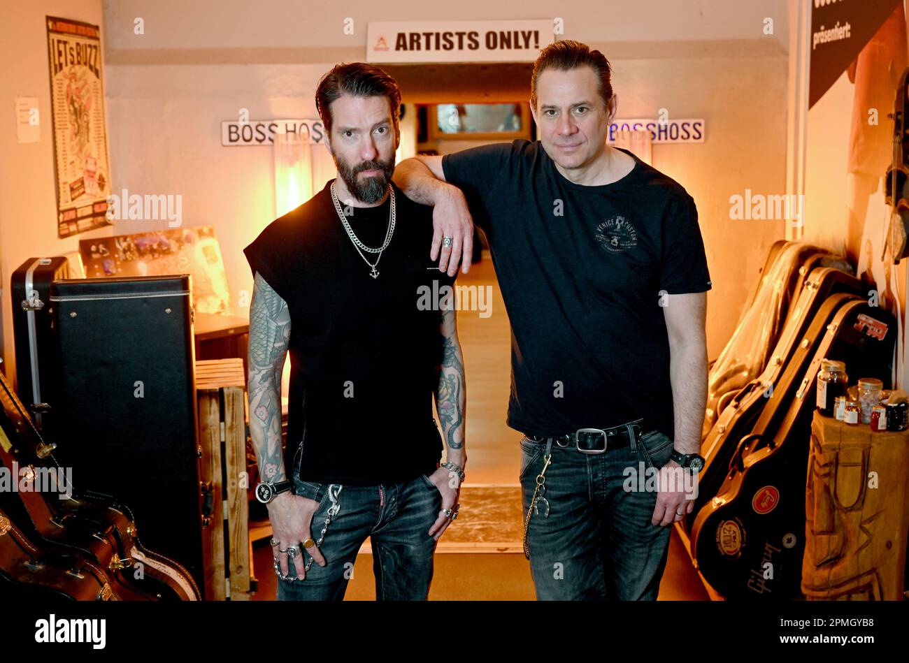 Berlin, Germany. 13th Apr, 2023. Musicians Alec Völke aka "Boss Burns ...