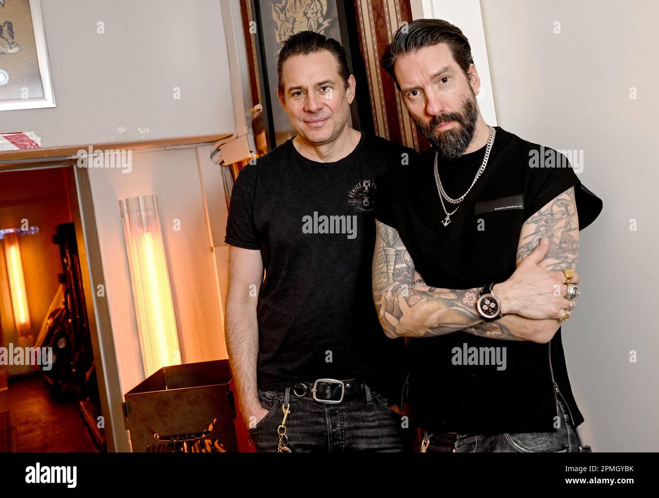 Berlin, Germany. 13th Apr, 2023. Musicians Alec Völke aka "Boss Burns ...