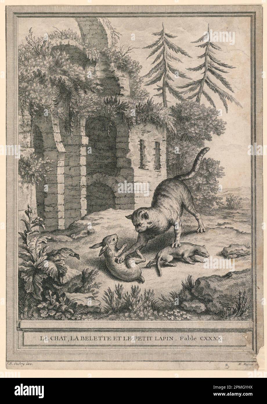 Print, Illustration for La Fontain's Fable "The Cat, the Weasel and the ...
