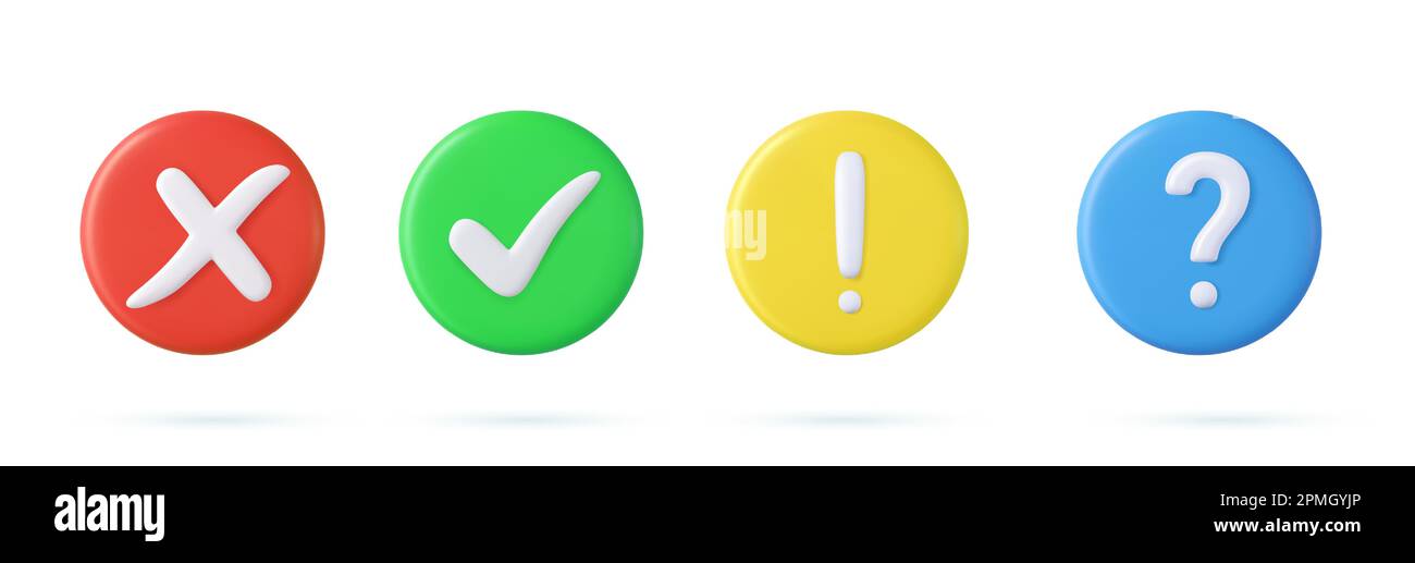 3d button , check mark, question, attention Stock Vector Image & Art ...