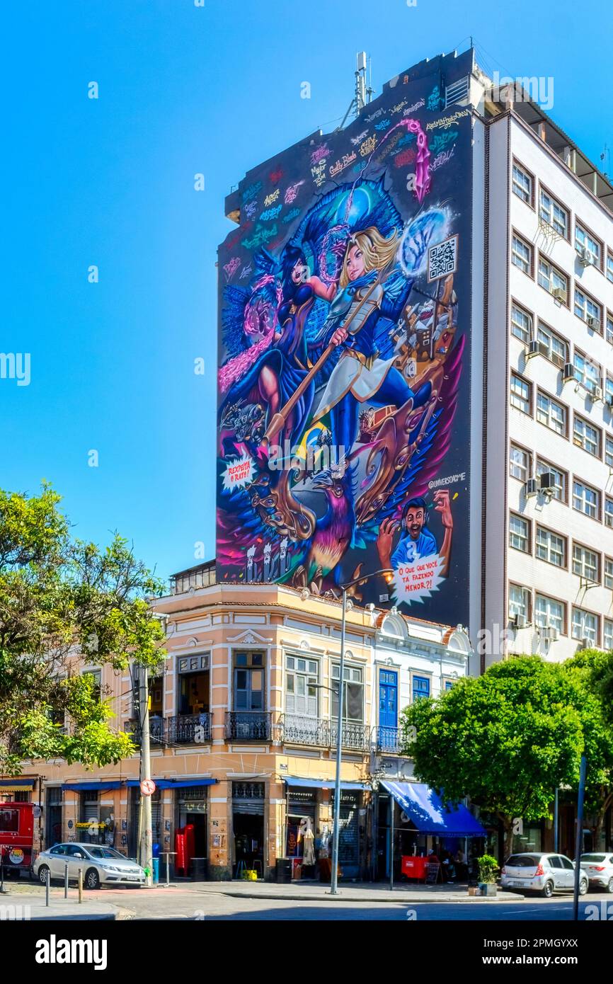 Rio de Janeiro, Brazil - April 4, 2023: Large mural art in the side ...