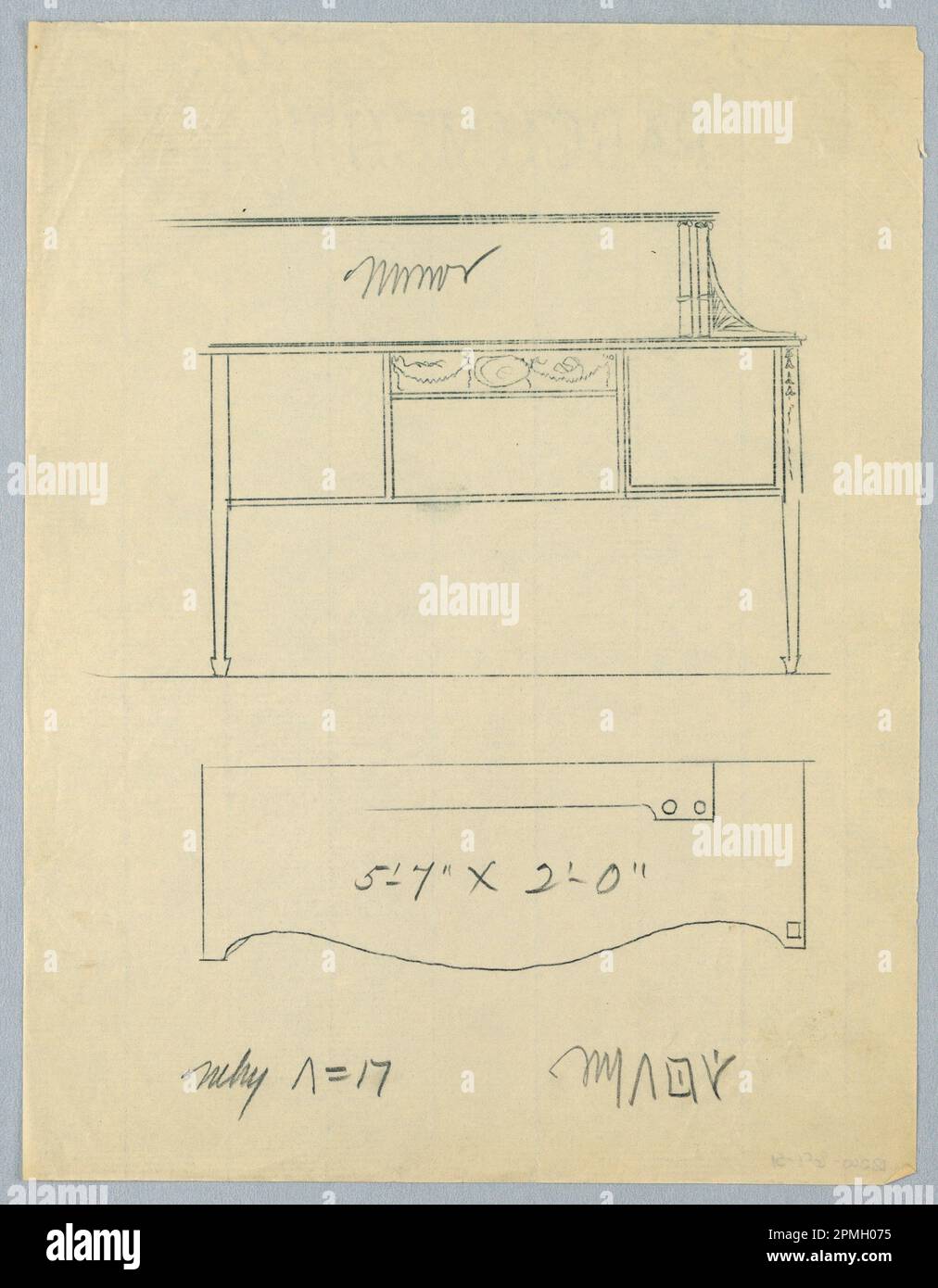 Drawing, Design for Sideboard with Serpentine Front in Elevation and ...
