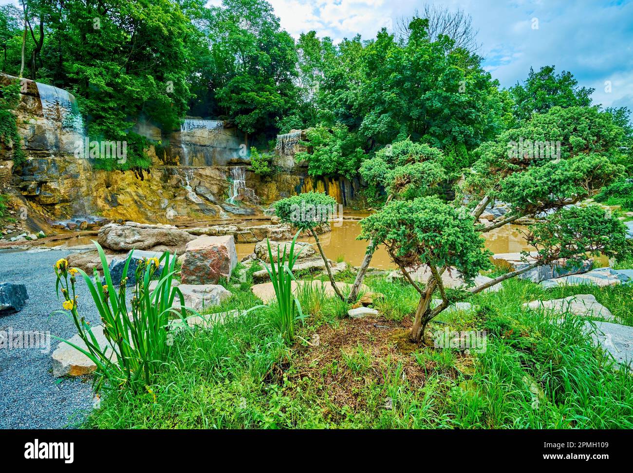 English Landscape Garden with Poseidon Trident waterfalls, Sofiyivsky ...
