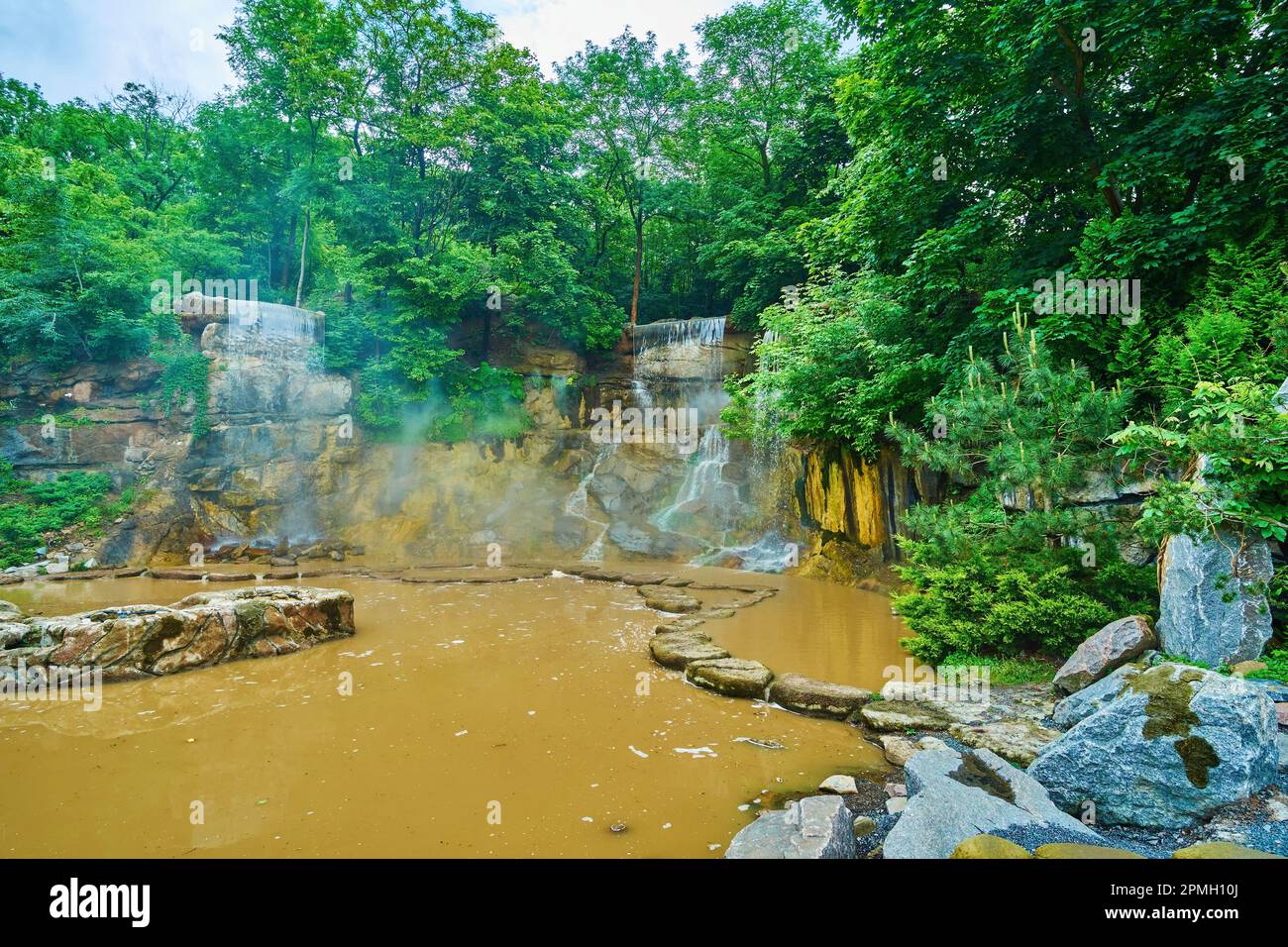 Amazing waterfalls cascade, named Poseidon Trident and located in ...