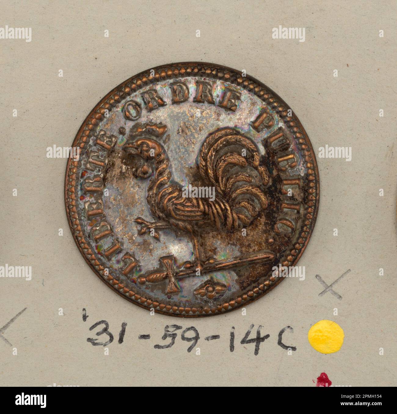 Button (France); brass,silver-plated Stock Photo - Alamy