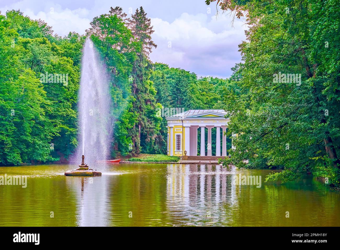 The Snake Fountain on Ionian Sea lake and Flora Pavilion in Sofiyivka ...