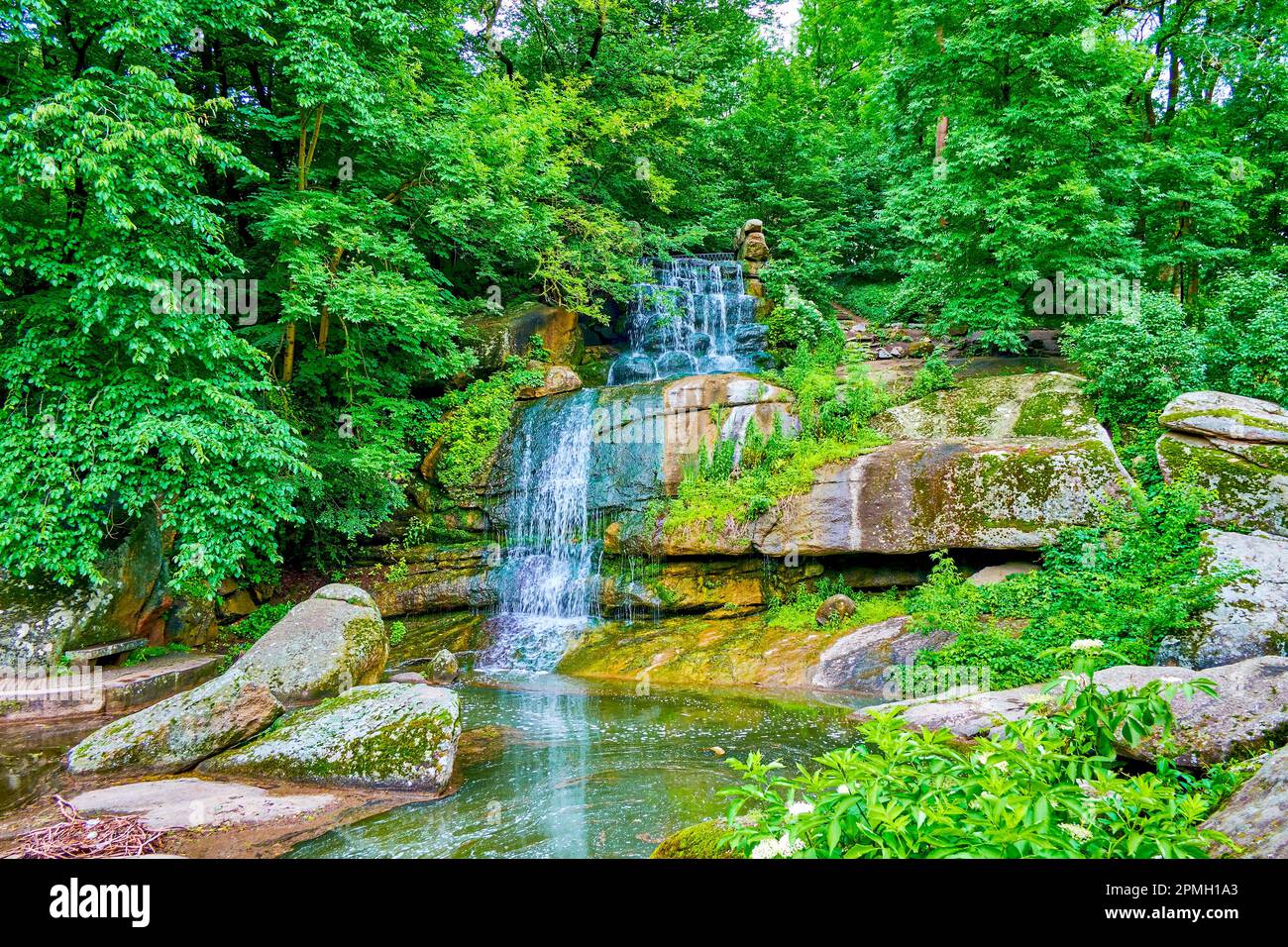 Great Falls is the biggest waterfall in Sofiyivka Park, Uman, Ukraine ...