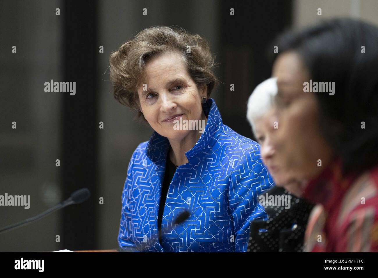 CEO of the Millennium Challenge Corporation Alice Albright looks on as ...