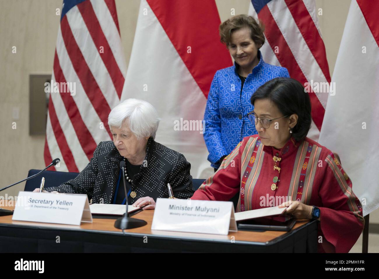 CEO of the Millennium Challenge Corporation Alice Albright looks on as ...