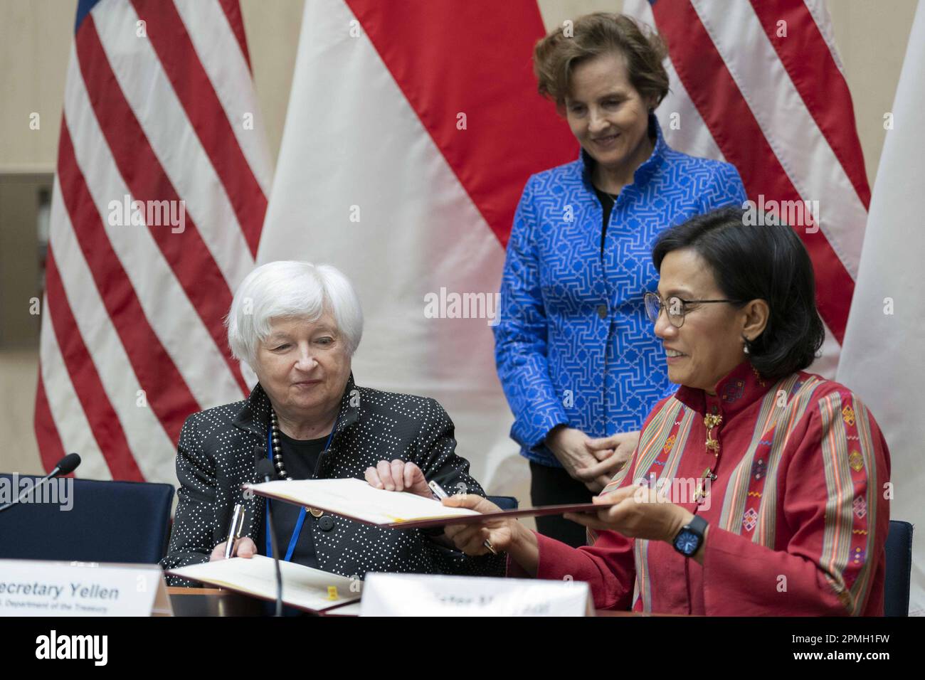 CEO of the Millennium Challenge Corporation Alice Albright looks on as ...
