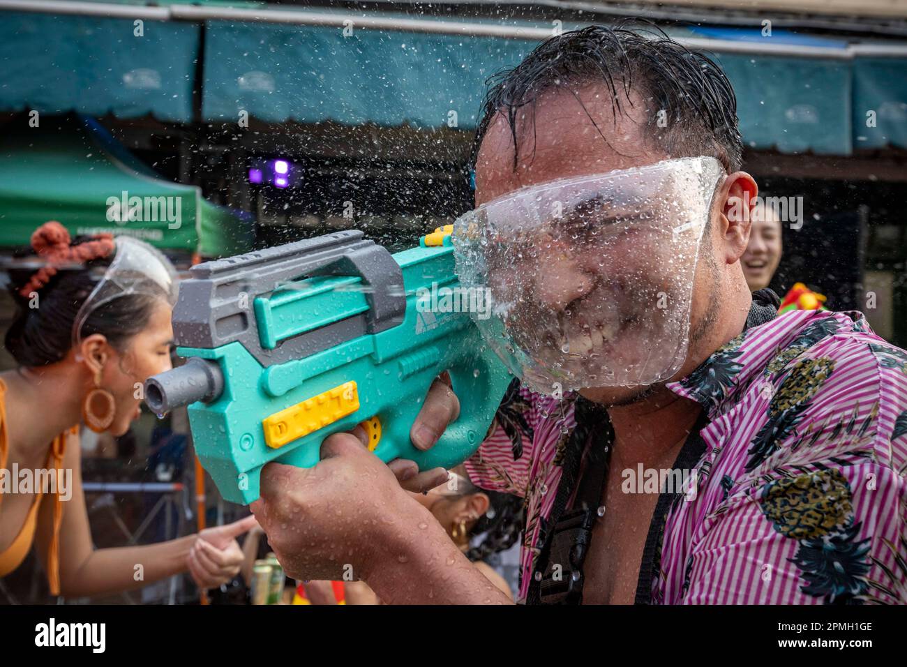 Bangkok, Bangkok, Thailand. 13th Apr, 2023. A man is blasted in the ...