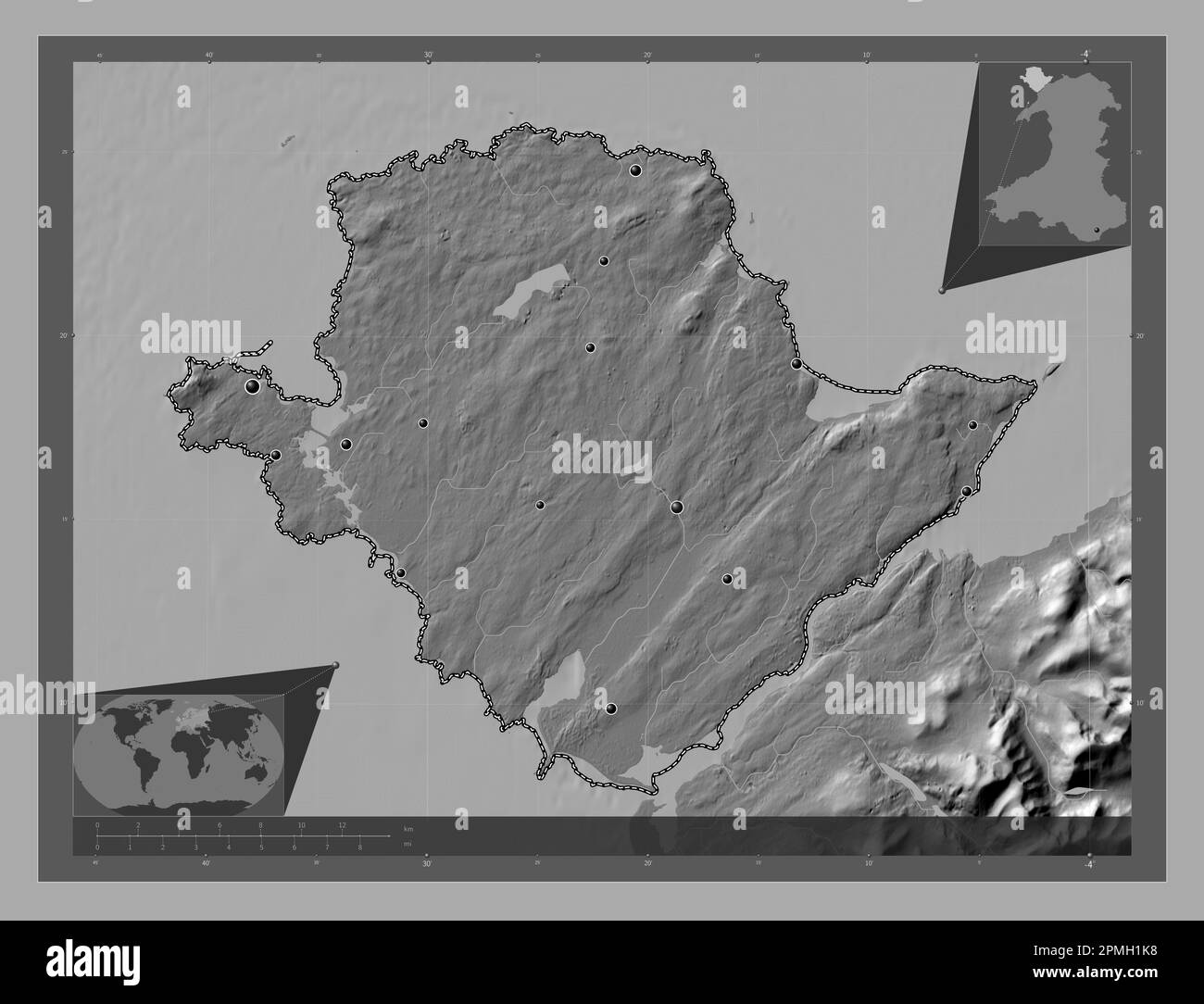 Isle Of Anglesey, region of Wales - Great Britain. Bilevel elevation ...
