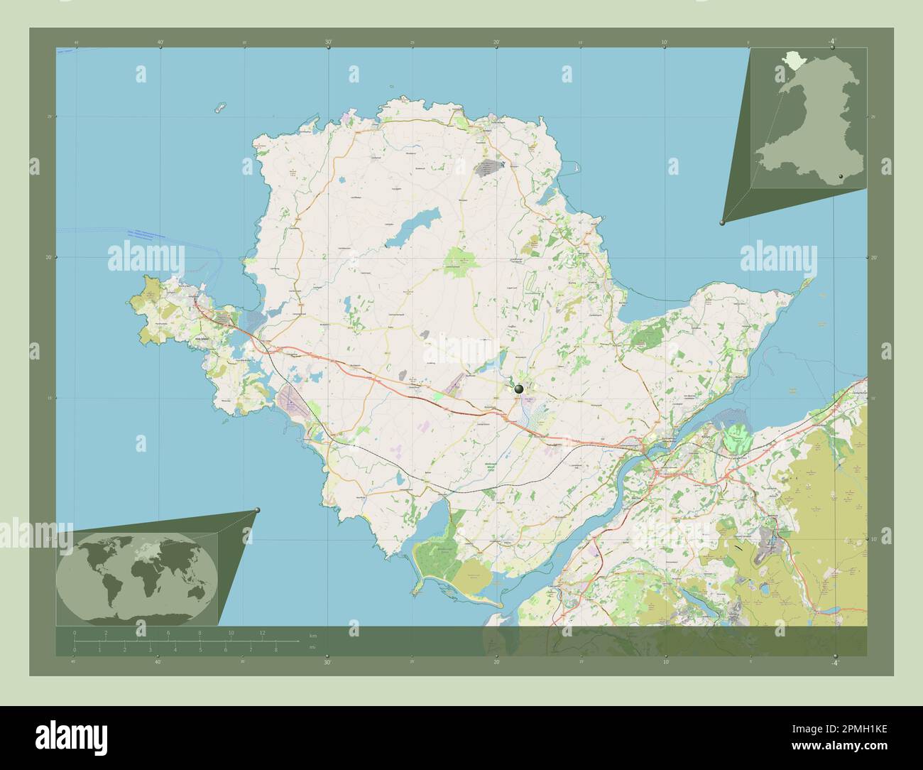 Isle Of Anglesey, region of Wales - Great Britain. Open Street Map ...