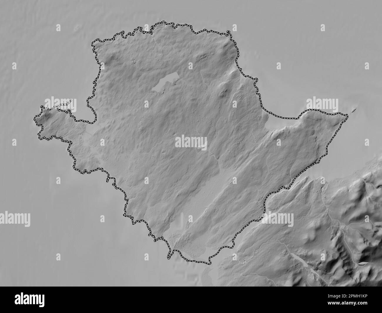 Isle Of Anglesey, region of Wales - Great Britain. Grayscale elevation ...