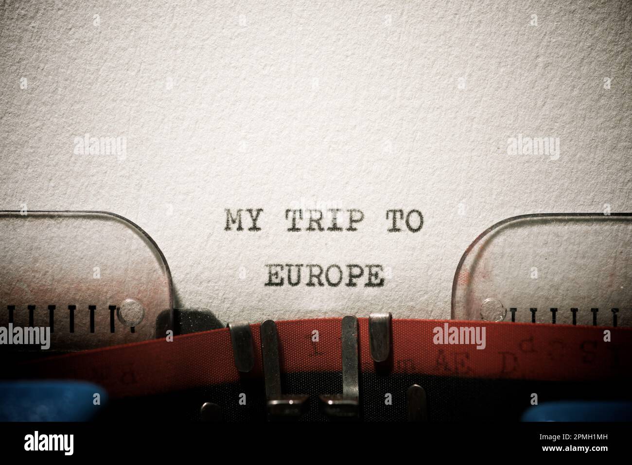 My trip to Europe text written with a typewriter Stock Photo - Alamy
