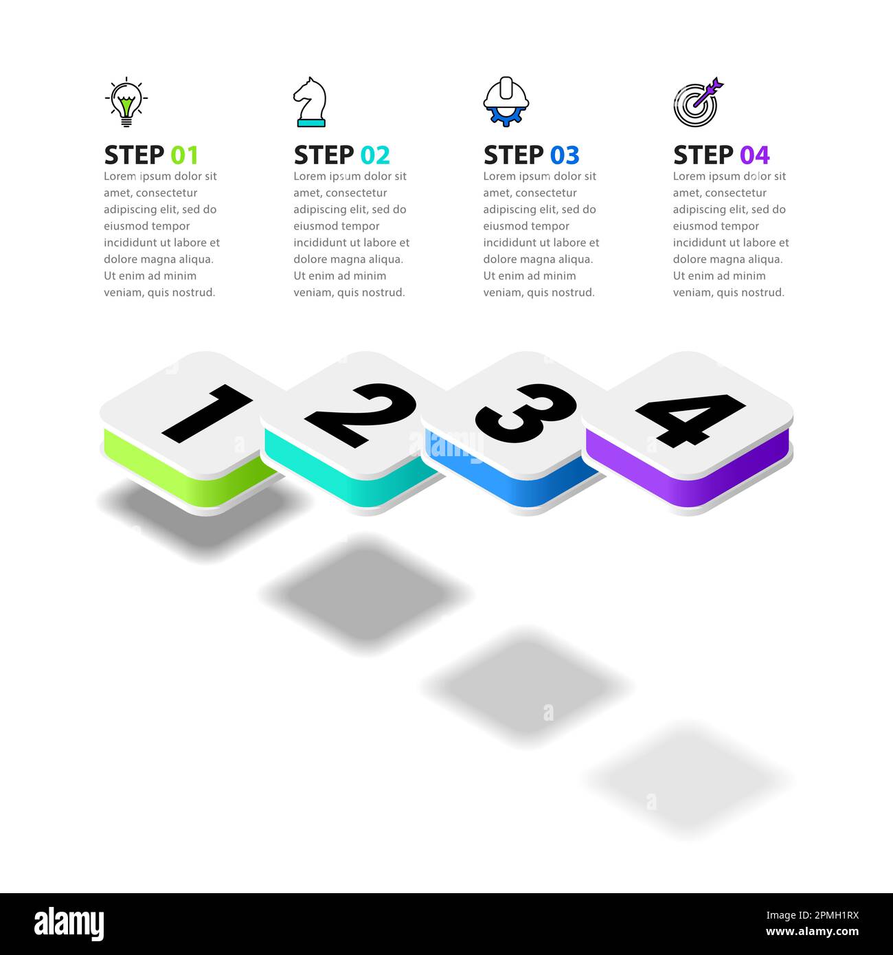 Infographic template with icons and 4 options or steps. Levitating ...