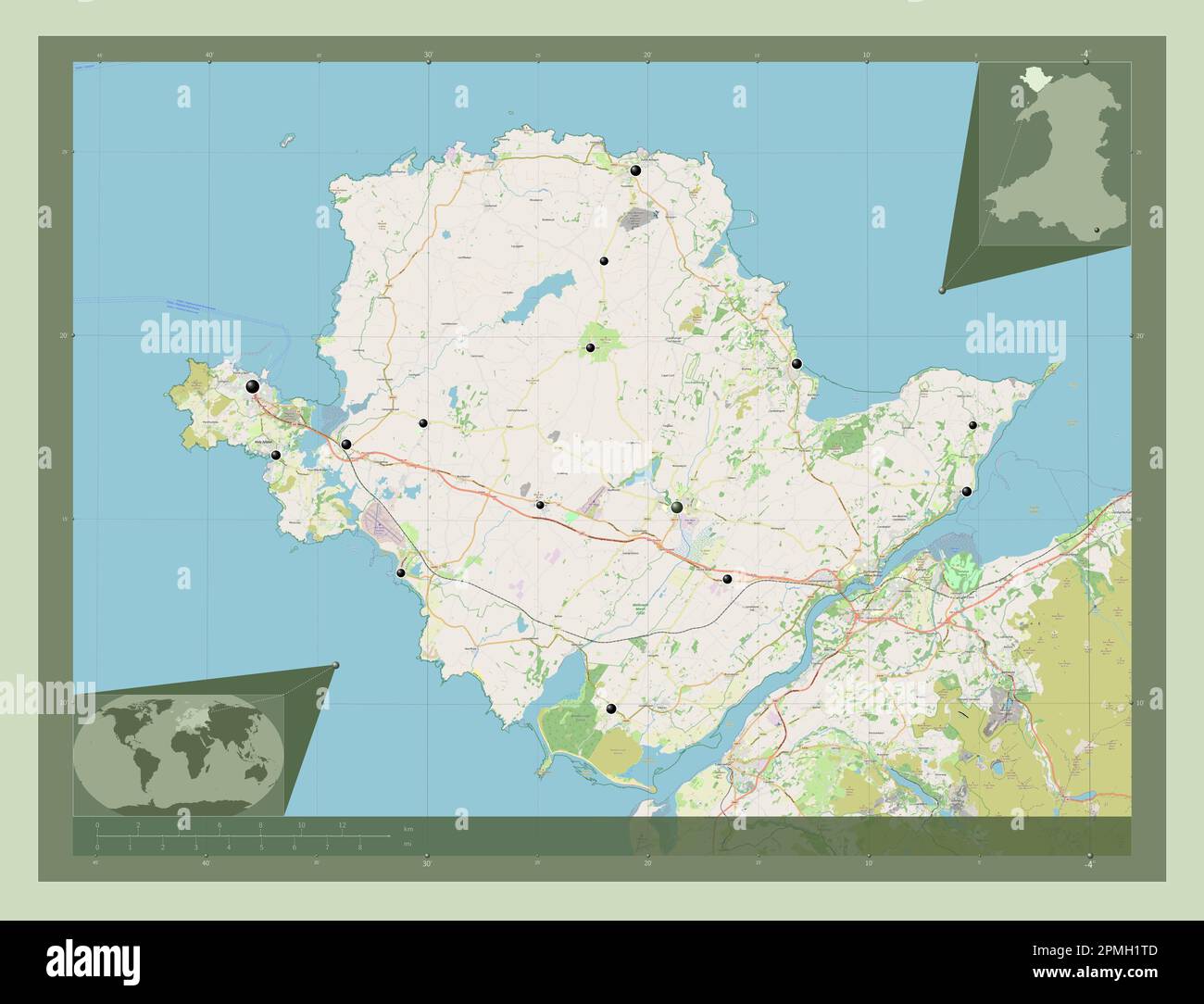 Isle Of Anglesey, region of Wales - Great Britain. Open Street Map ...