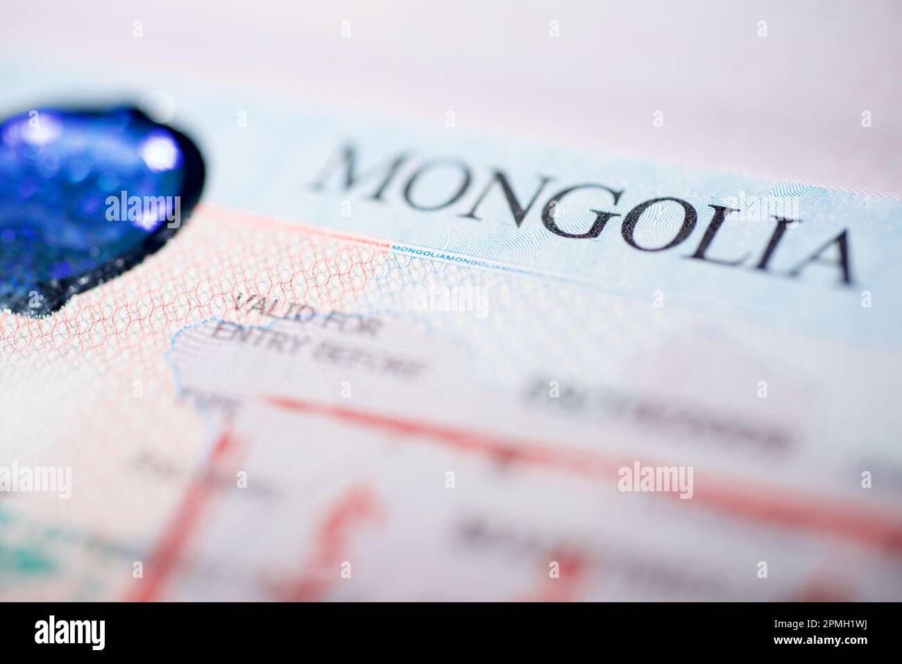 Close up of Mongolian government visa in a passport Stock Photo - Alamy