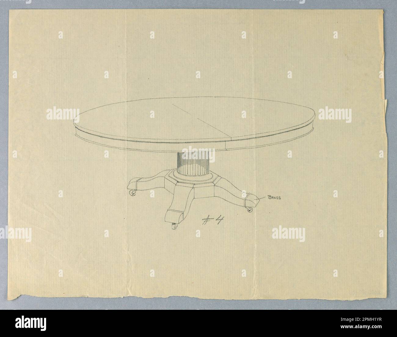 Drawing, Design for a Round Dining Table on Molded Base; Designed by A ...