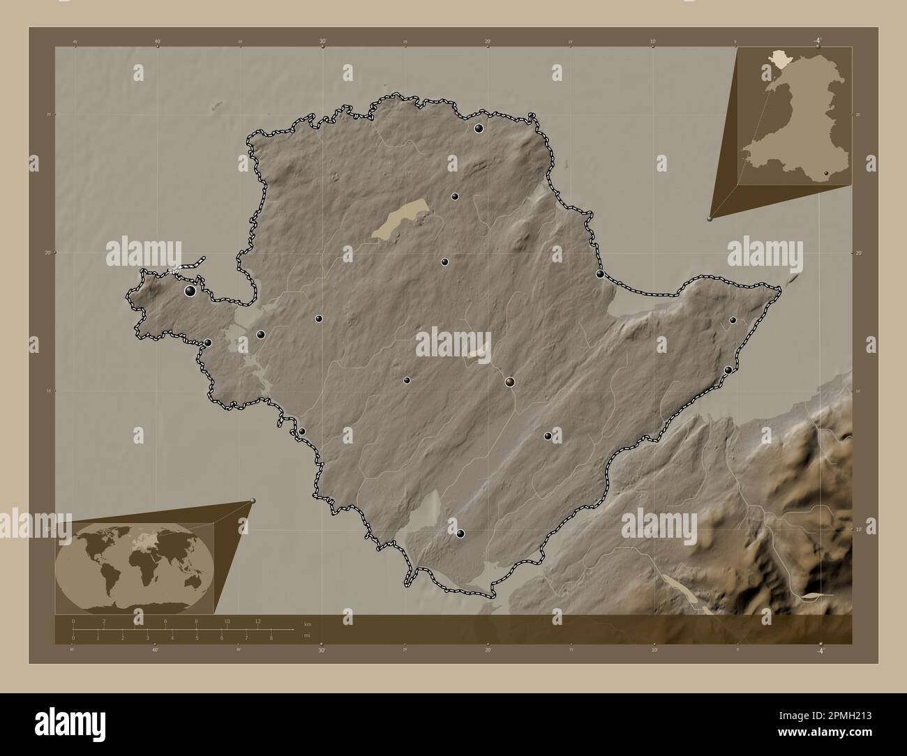 Isle Of Anglesey, region of Wales - Great Britain. Elevation map ...