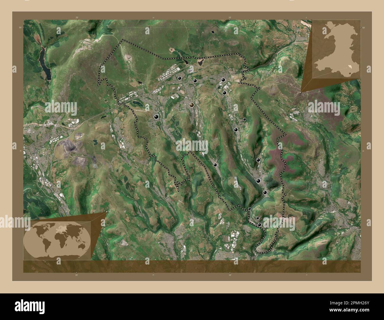 Blaenau Gwent, region of Wales - Great Britain. Low resolution ...