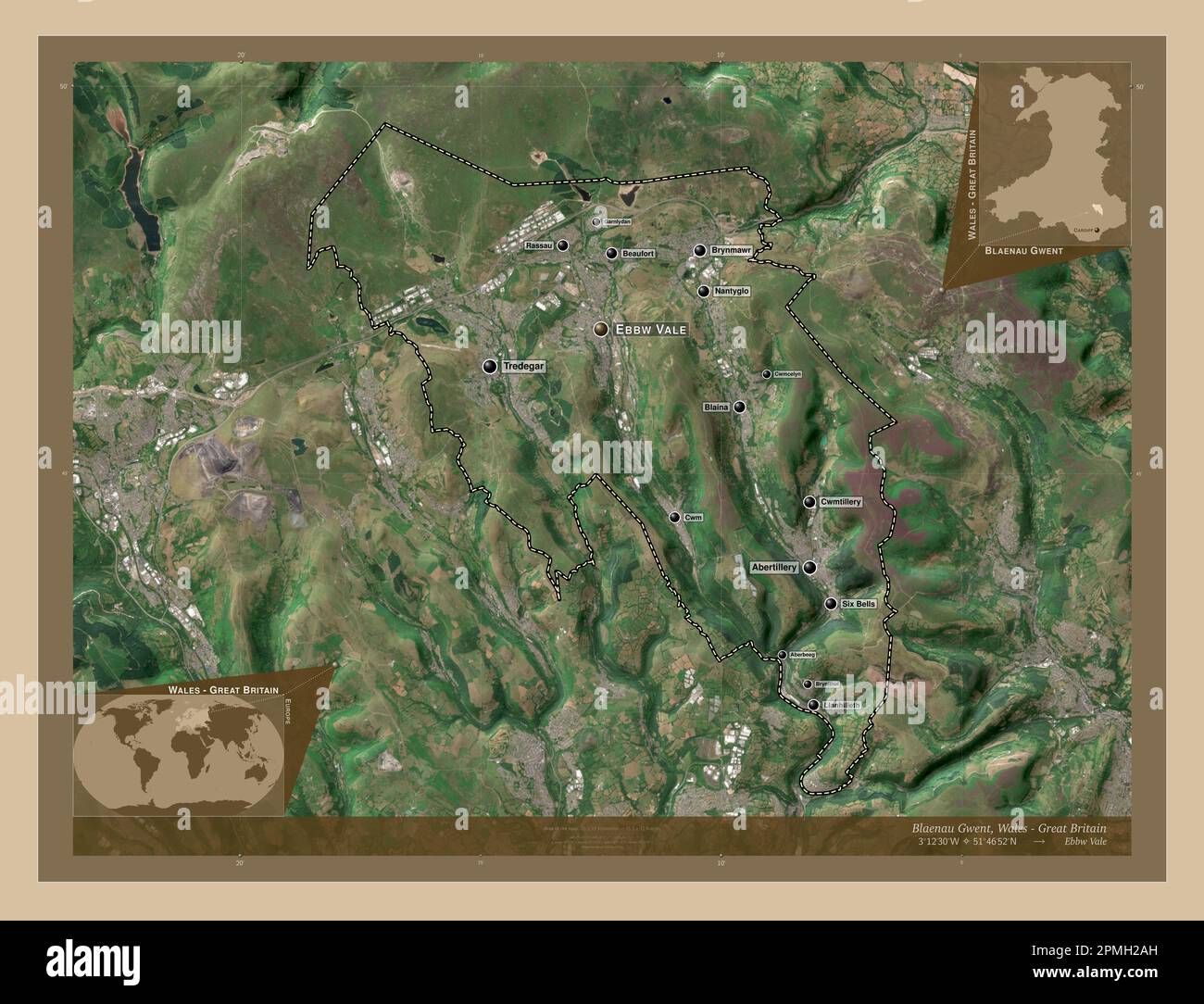 Blaenau Gwent, region of Wales - Great Britain. Low resolution ...