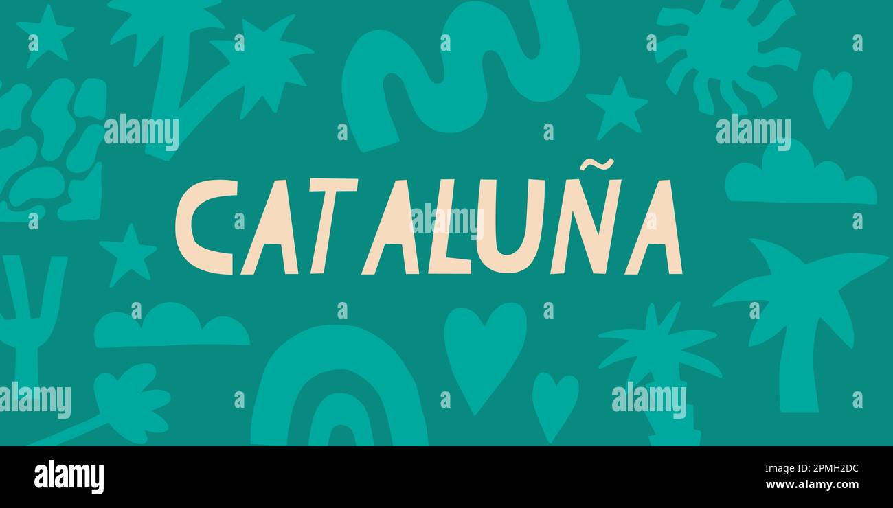 Catalunya region of Spain. Spanish inscription. Floral abstract ...