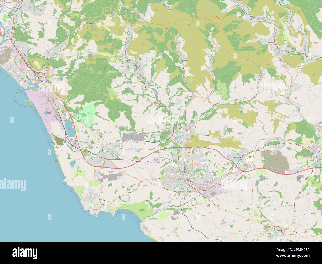 Bridgend, region of Wales - Great Britain. Open Street Map Stock Photo ...