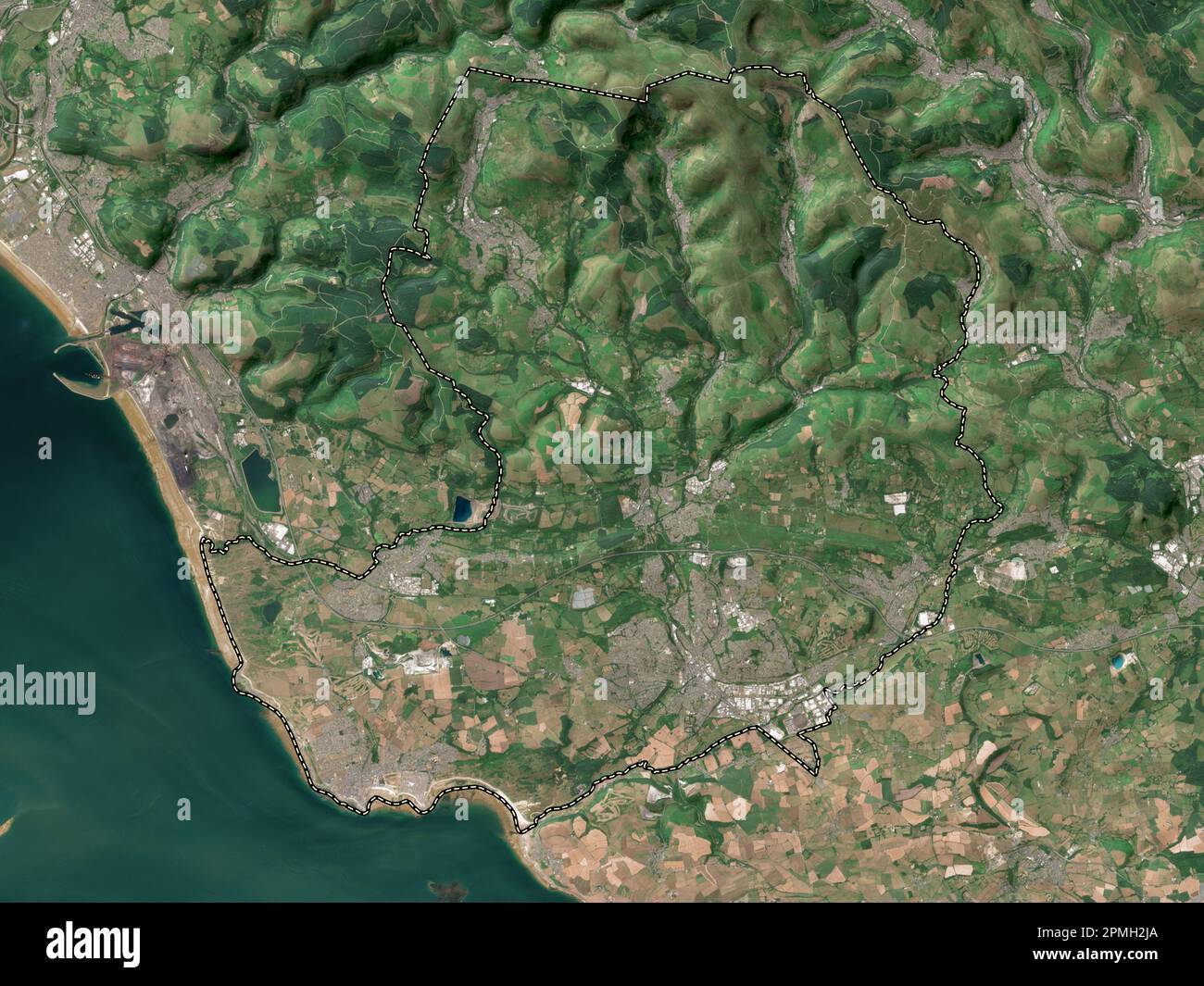 Bridgend, region of Wales - Great Britain. Low resolution satellite map ...