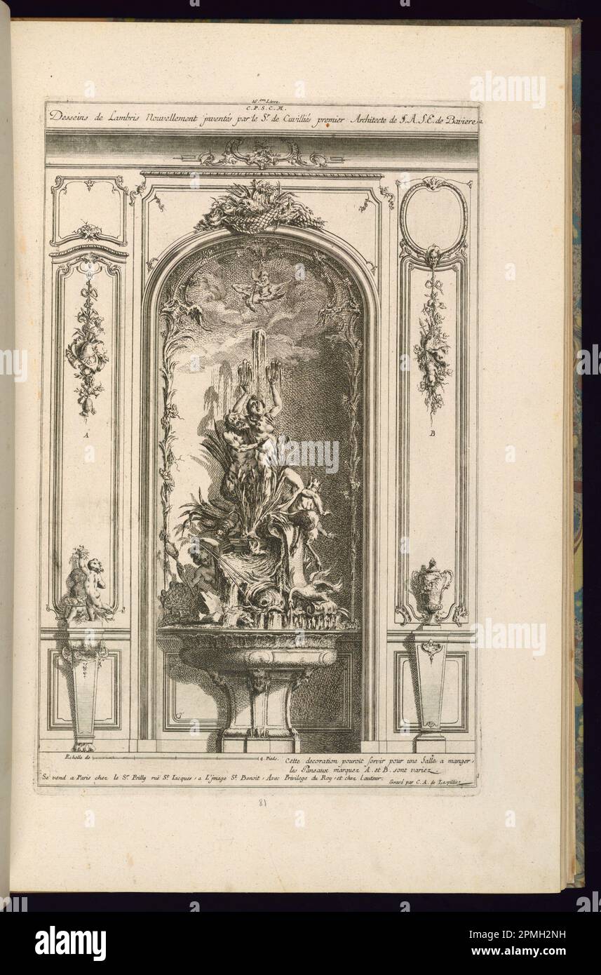 Print, Design for Wall Niche with a Fountain; Designed by François de ...