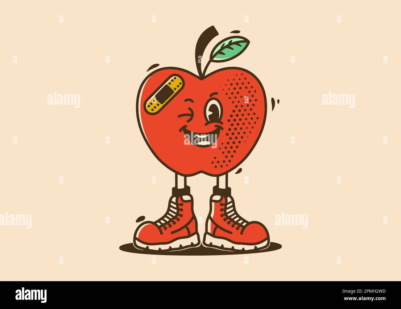 Mascot character illustration design of a red apple with smiling face ...