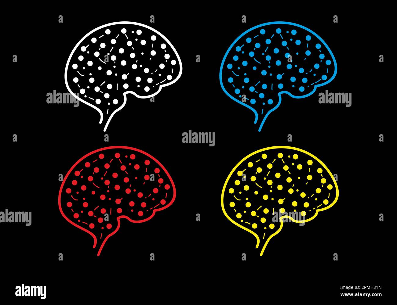 Human brain dots illustration design in four colors Stock Vector Image ...