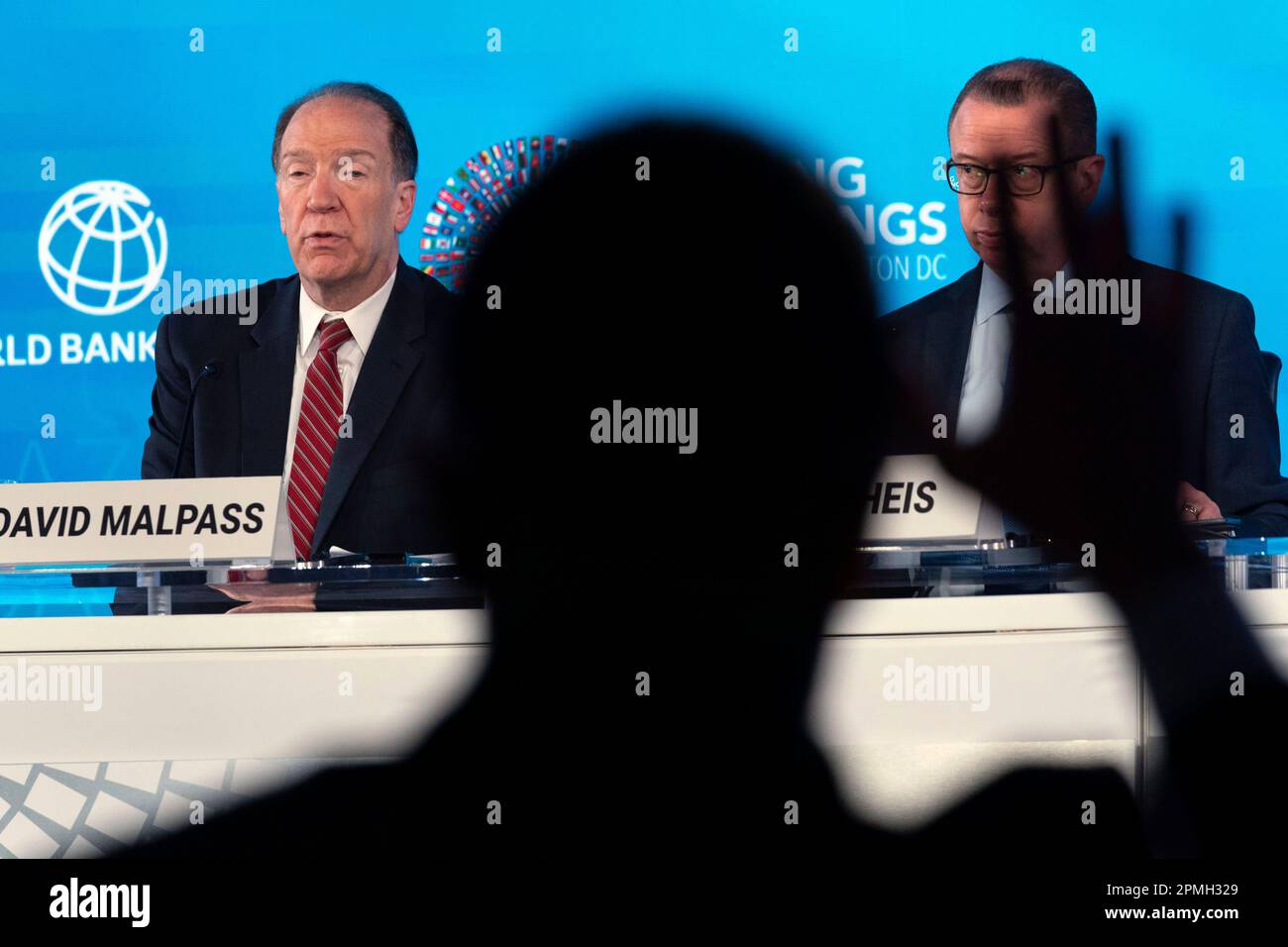 World Bank President David Malpass speaks at a news conference during the World Bank/IMF Spring ...