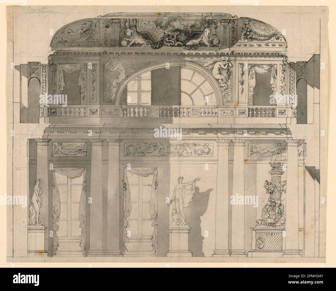 Drawing, Design for a Salon, with Statues of Apollo and Venus; Gilles ...